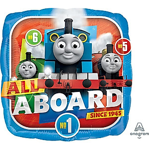 amscan Foil Balloons, for Thomas the Train Party Collection, Party Accessory, Multicolor, 4th Birthday