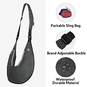 WATERFLY Packable Sling Bag for Women Travel Crossbody Bag Shoulder Purse Anti-Theft Zipper