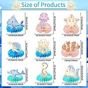 Under the Sea Party Decorations - Coskingland 9PCS Ocean Themed Party Decorations Cute Ocean Animals Under the Sea Baby Shower Decorations Sea Animals Turtle Whale Honeycomb Centerpiece Table Decor