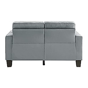 Lexicon Leighton Fabric Loveseat with 2 Pillows, 57" W, Gray