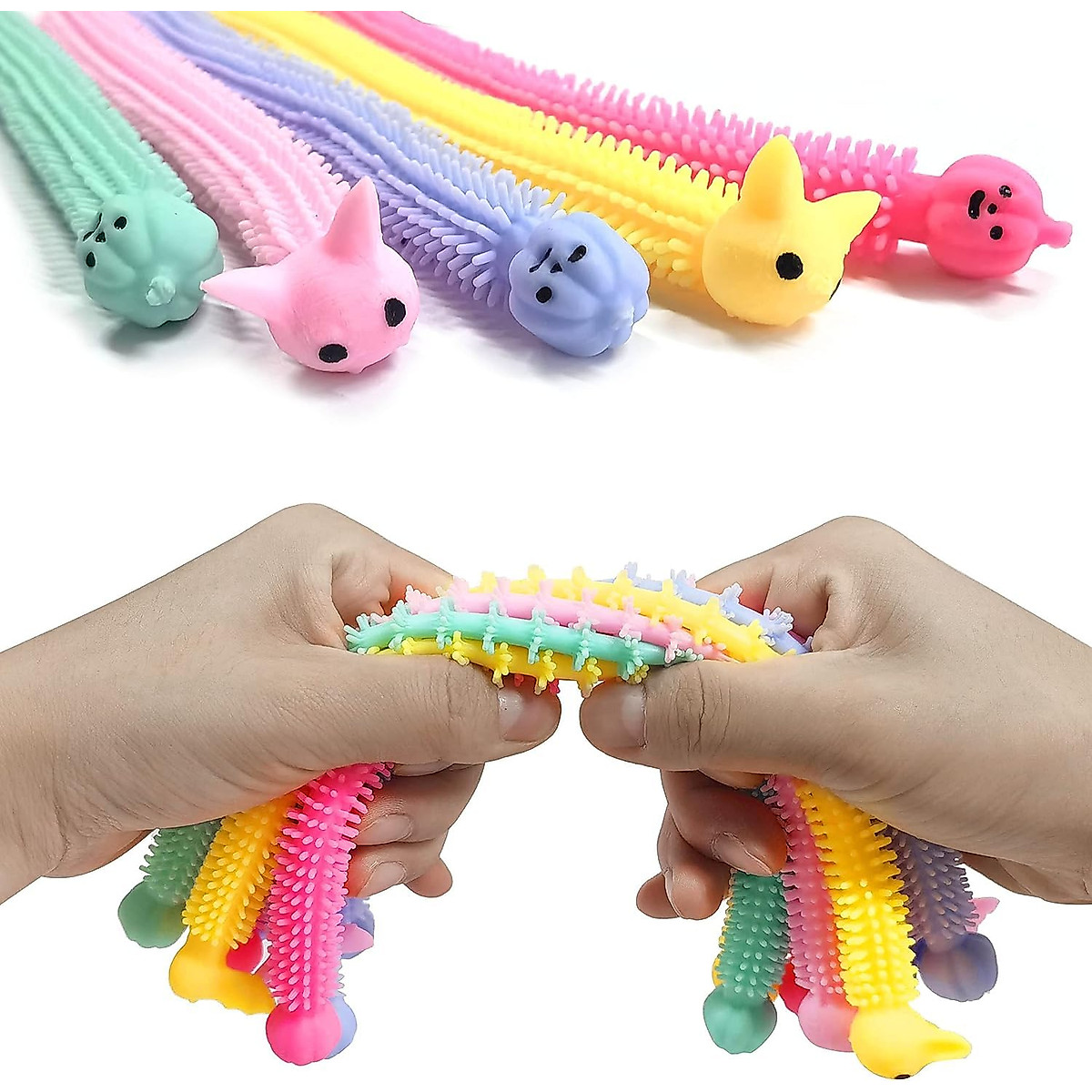 24 Pack Sensory Toys Pack Halloween Pumpkin and Bat Stretchy Strings for Kids Students Stress Relief and Anti-Anxiety Toys Assortment Halloween Party Favors