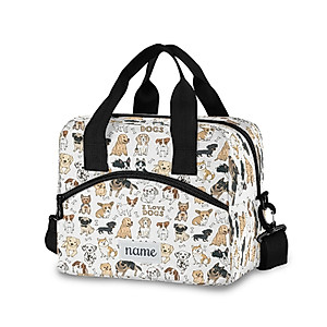 Breeds Drawn Dogs Custom Lunch Bag for Women Men Customized Insulated Cooler Lunch Tote Box for Adult Leakproof Thermal Lunch Tote Bag Lunch Box