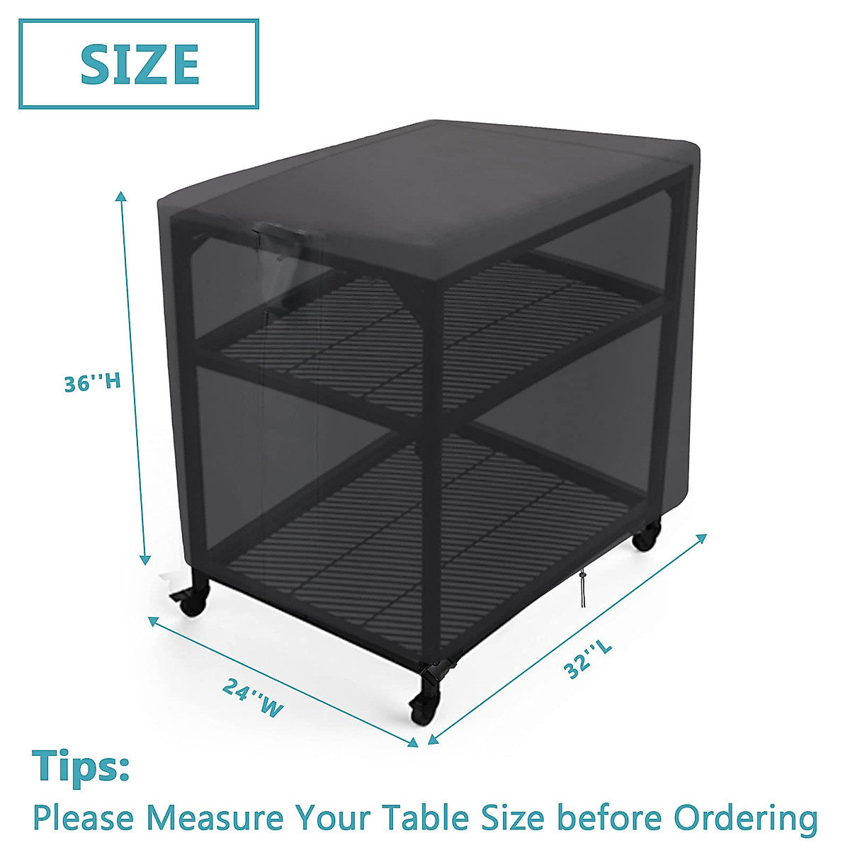 Hengme Outdoor Table Cover,Waterproof Outdoor Prep Table Cover for Ooni Medium Stainless Steel Table Cover - 32''L x 24''W x 36''H