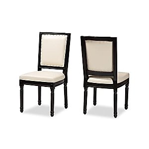 Baxton Studio Louane Beige and Black Finished Wood 2-Piece Dining Chair Set