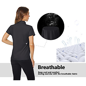 TACVASEN Womens Quick Dry Golf Polo Shirt Short Sleeve Sun Protection Shirts for Women Running Shirts Athletic Shirts Tops Black