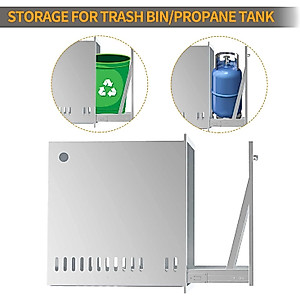 single pull-out trash can stainless steel outdoor kitchen trash can can store a 10 gallon commercial trash can without handle design (16''W x 22''H x 18''D)