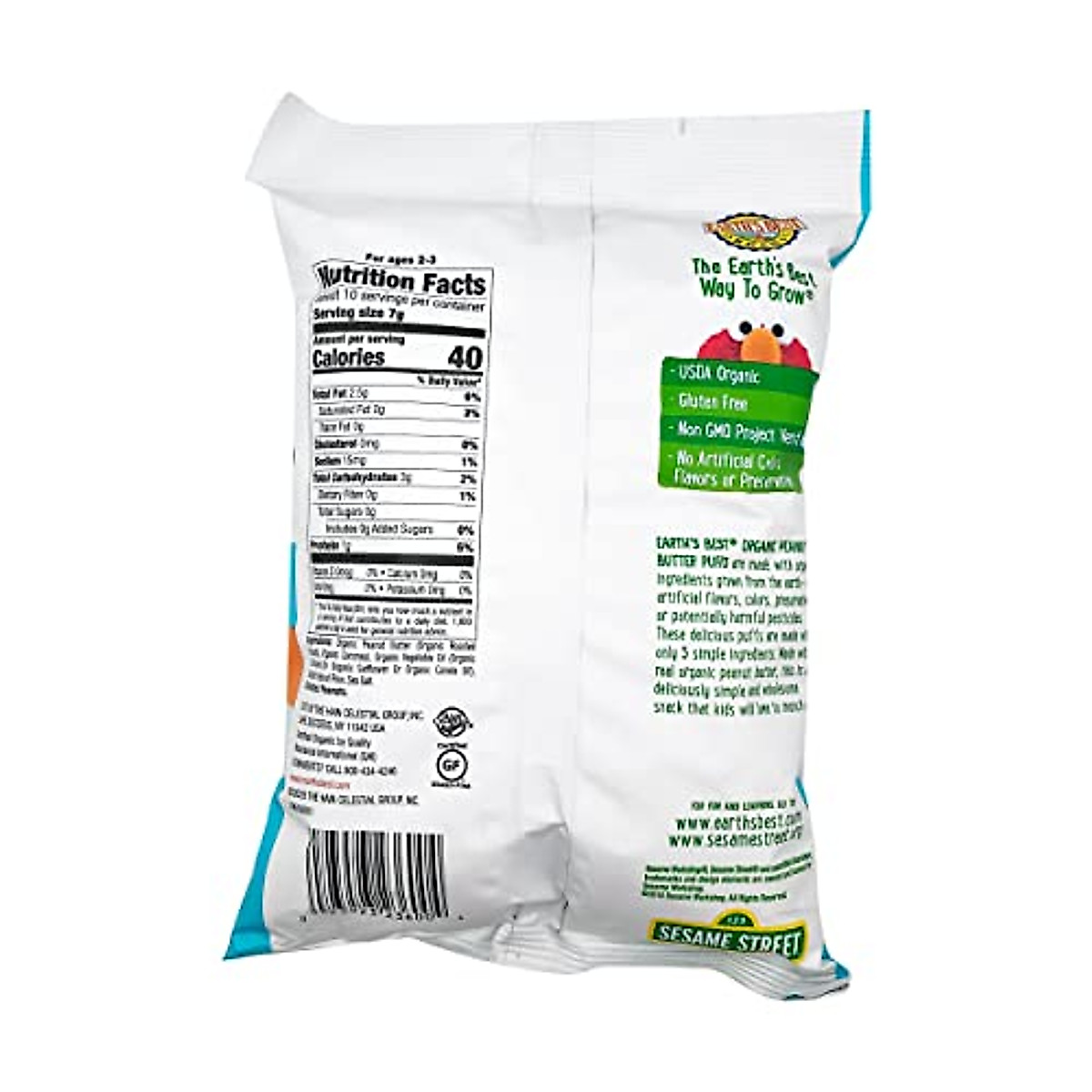 Earths Best Organic Nut Butter Corn Puffs, 2.5 OZ