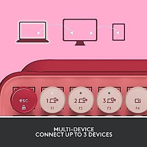 Logitech POP Mechanical Wireless Keyboard with Customizable Emoji Keys, Durable Compact Design, Bluetooth or USB Connectivity, Multi-Device, OS Compatible - Heartbreaker Rose