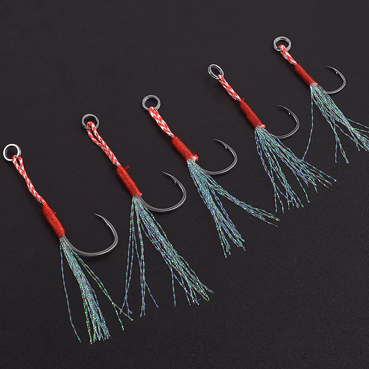 Assist Hooks Saltwater for Jigging,35pcs Micro Jigging Assist Hooks Slow Pitch Jigs Single Assist Fishing Hooks Dancing Stinger Jigging Hooks for Vertical Jigging Lures