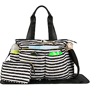 YESLAU Diaper Bag Tote with Changing Pad and Wallet Large Travel Diaper Tote for Mom Star Print 3Pcs Set