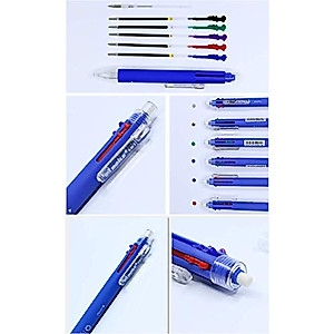 Ipienlee 5 + 1 Multifunctional Pens 5 Color 0.7 mm Ballpoint Multi Pen and 0.5 mm Mechanical Pencil in One Pen, Pack of 6