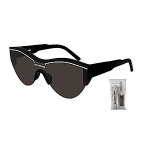 Balenciaga BB0004S 001 99MM Black/Grey Shield Sunglasses for Men + BUNDLE with Designer iWear Eyewear Kit