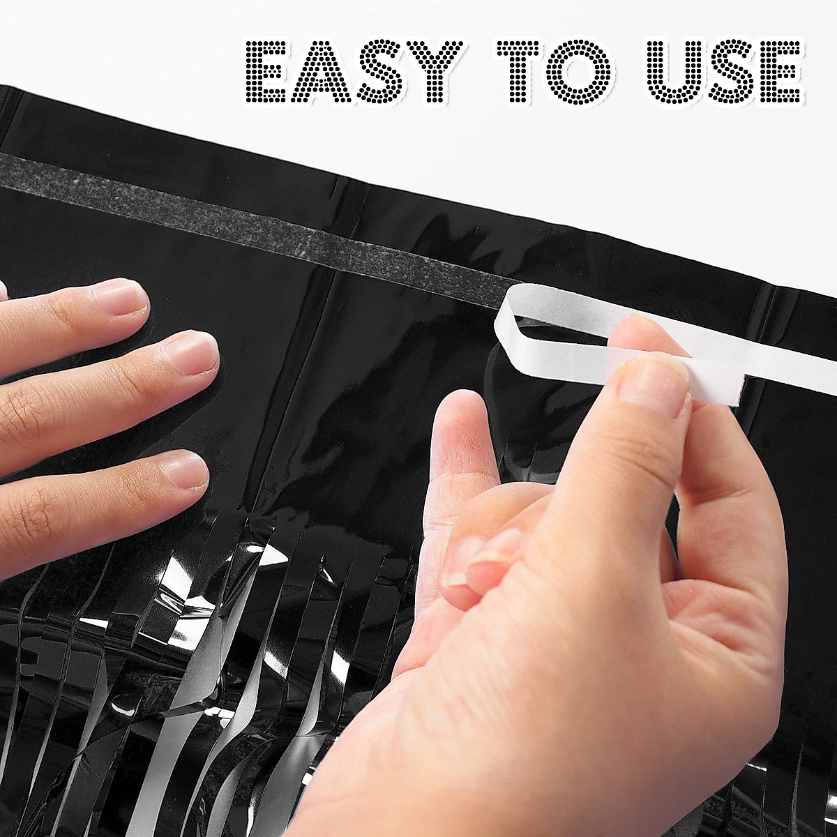 TOTAFAM White Fringe Curtains, Xtra Large Foil Fringe Curtains, Pack of 2 Foil White Backdrop Curtains Party Decorations for Birthday Wedding Bridal Shower Cocktail Christmas New Year Party