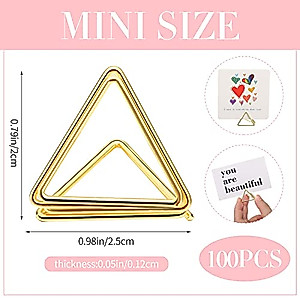100 Pcs Place Card Holder Triangle Shape Table Number Holder Wedding Table Card Holders Mini Name Card Holder Place Setting Holder Picture Clips Stand for Centerpiece Anniversary Party(Gold)