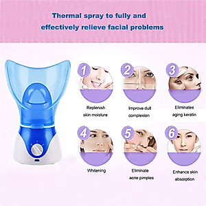 Facial Steamer Hot Mist Face Steamer Home Sauna Face Humidifier for Face Steaming Skincare (Blue)