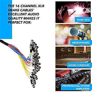 Seismic Audio - 16 Channel XLR SNAKE CABLE 50' long - 16 XLR sends and 4 XLR returns - Color Coded, Numerically well labeled - Heavy Duty 50 feet long