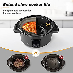VYAJI 2PCS Silicone Slow Cooker Liners - Perfect compatible with Crockpot, Hamilton Beach, Elite Gourmet, Bella and any other 6,7,8QT slow cooker - Food-Grade Material, Easy Cleanup, Reusable, Eco-Friendly