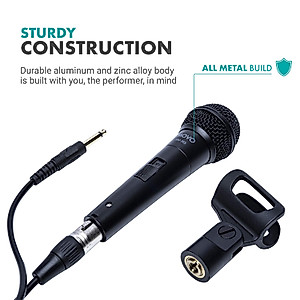 Movo HV-M5 Dynamic Cardioid Vocal Microphone with Internal Shockmount and Windscreen - XLR Compatible Dynamic Microphone with 6.35mm Adapter - Professional Microphone for Singing and Recording