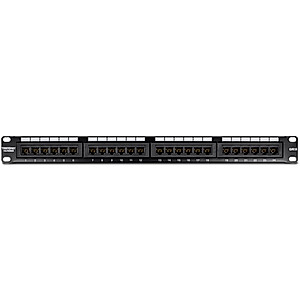 TRENDnet 24-Port Cat6 Unshielded Patch Panel, Wallmount or Rackmount, Compatible with Cat3,4,5,5e,6 Cabling, for Ethernet, Fast Ethernet, Gigabit Applications, Black, TC-P24C6 (Pack of 1)