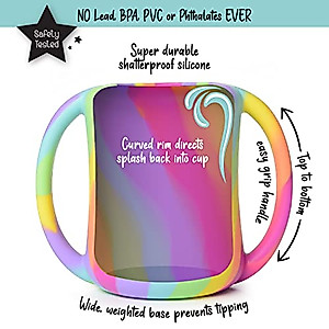 PrimaStella Unbreakable Silicone Training Cup for Toddlers (Rainbow Swirl 2 Pack)