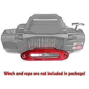 RED 10 inch High-Grade Aluminum 8000-15000 LBs Hawse Fairlead for Car SUV ATV UTV Pickup Truck Offroad Synthetic Winch Rope Cable