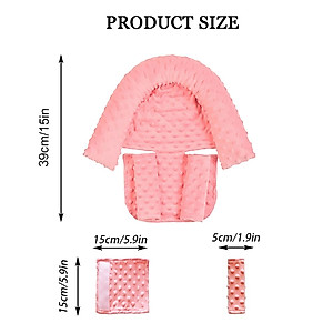 Baby Infant Head and Neck Support Pillow with Seat Belt for Car Seat -Extra Soft 3-in-1 Toddler Car Seat Insert Cushion Pad for Car Seats Water Pink