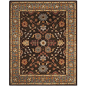 SAFAVIEH Heritage Collection 8' x 10' Charcoal / Blue HG405A Handmade Traditional Oriental Premium Wool Area Rug