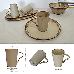 globe faith Small Chic Pottery Espresso Coffee Mug, Rustic Handmade Clay Tea Cup for Home and Office with Unique Handle, Dishwasher& Microwave Safe, Matte Earthy Yellow 9oz