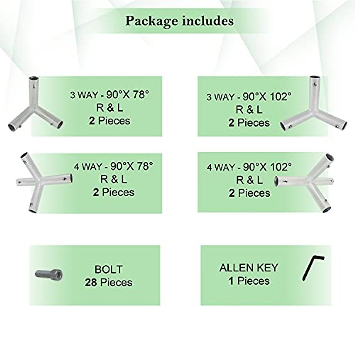 Simond Store Canopy Fittings Kit for 10’X 30’ Frame Slant Roof, Low Peak Connectors for Carport Frame Boat Shelter Outdoor Canopies Party Tents Garage Batting Cage Garden Shade