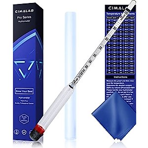 Cimalab Hydrometer Alcohol Meter, Hydrometer Alcohol 0-200 Proof and Tralle Hydrometer, Alcohol Proof Tester for Liquor/Moonshine/Proofing Distilled/Spirits/Distilled Alcohol Proof