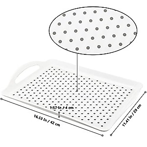 MUKLEI 4 Pcs Rectangle Anti-Slip Food Serving Tray with Handles, Plastic Food Serving Tray Drink Tray for Appetizer, Fruit, Dessert, Party, Breakfast