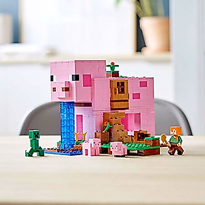 LEGO Minecraft The Pig House, 21170 with Alex, Creeper and 2 Pig Figures, Animal Building Toy, Great Gift for Kids, Boys & Girls Ages 8+