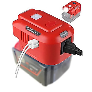 TPDL Power Inverter Generator for Milwaukee M18 18 Volt 150 Watt Lithium Ion, DC to 120V AC Powered Dual USB Charger Adapter with LED Light Compact Inverter with Milwaukee Portable Power Source