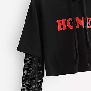 Women Hooded Sweatshirts,Long Sleeve Letters Pullover Hoodies,Short Casual Loose Splice Active Hoodies Blouse Top