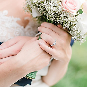 FJ 1CT Promise Ring 925 Sterling Silver Engagement Wedding Anniversary Eternity Ring Round Cut Cubic Zirconia Solitaire Ring for Women Size 10