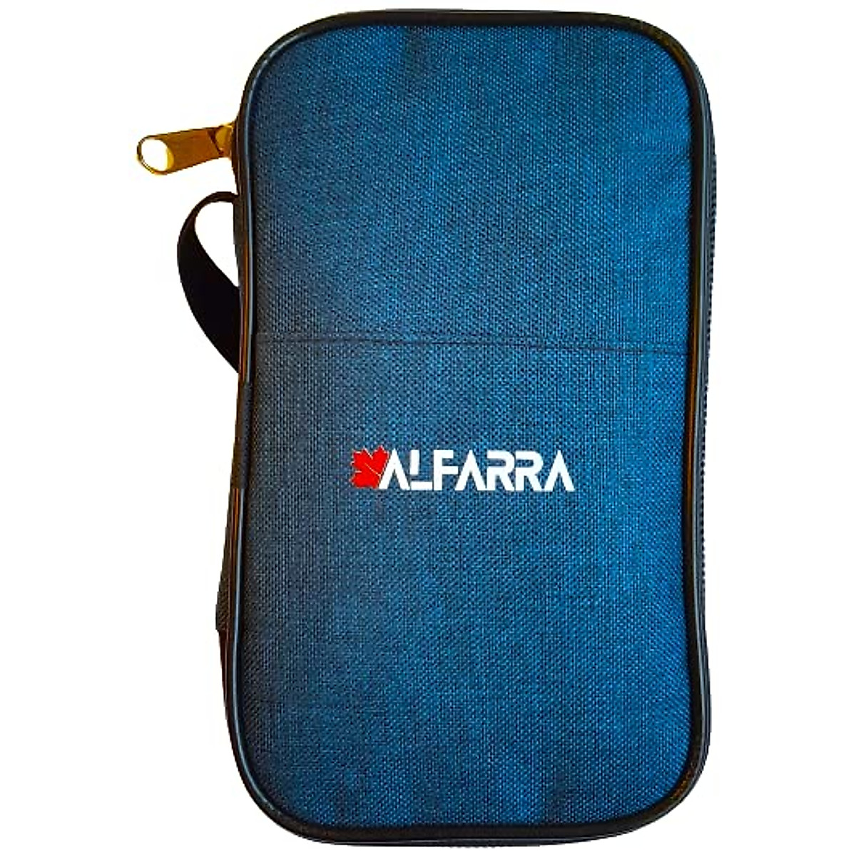 ALFARRA 10 Passports Family Travel Document Wallet - 10 Passport Pockets and 8 ID Slots, SIM Card and Coin Zipper Pouch, Dark Blue with Black Border Seam, Casual, Hand-crafted