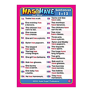 Super Duper Publications | Has & Have Fun Deck | Language and Verb Form Development Flash Cards | Educational Learning Materials for Children