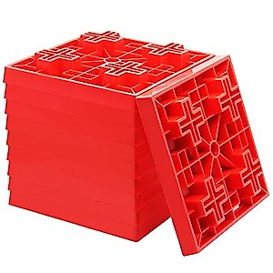 yosager 10 Pack Heavy Duty Leveling Blocks, Ideal for Leveling Single and Dual Wheels, Camper Levelers, Tongue Jacks, Hydraulic Jacks, Stabilizer Jacks, Red