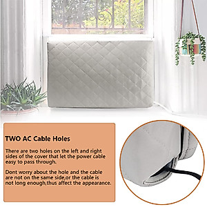 HOXHA Indoor Air Conditioner Cover for Window Units,Double Insulation Anti-Rust Adjustable Inside Window AC Cover with Free Elastic Straps