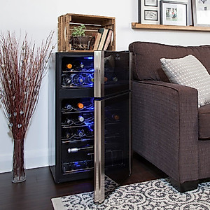 Koolatron 29 Bottle Wine Cooler Refrigerator Dual Zone Compressor Wine Fridge Freestanding for Red White Sparkling Wine Cellar Ideal for Home Bar Kitchen Apartment