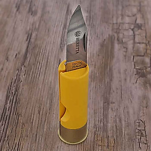 Beretta Shotgun Shell Stainless Steel Hunting Pocket Folding Knife, Yellow