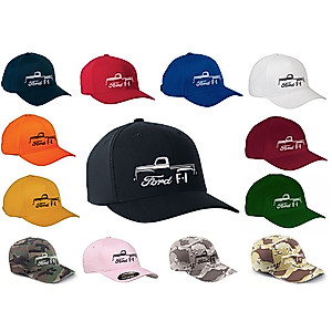 1948-51 Ford F-1 F1 Pickup Truck Outline Design Flexfit hat Cap Large/XLarge red