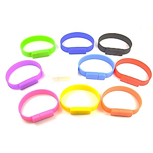 16GB Flash Drive 10 Pack Thumb Drives Value Bulk, Portable Multicoloured Wristband USB 2.0 Memory Sticks for Data Storage Festival Gift, Waterproof Bracelet Pendrive Jump Drive Zip Drive by FEBNISCTE