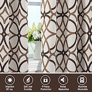 H.VERSAILTEX Blackout Curtains Printed Design 84 Inch Length 2 Panels Set Thermal Insulated Curtains for Bedroom Living Room Geometric Modern Grommet Window Drapes - Taupe and Brown