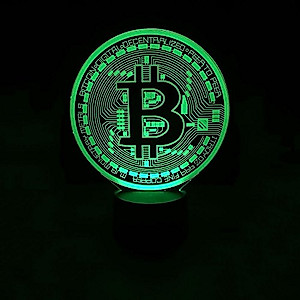 MOLLY HIESON 3D Bitcoin Sign Night Light Table Desk Optical Illusion Lamps 7 Color Changing Lights LED Table Lamp Xmas Home Love Birthday Children Kids Decor Toy Gift