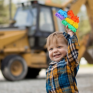 Silicone Pop Push Bubble Fidget Sensory Toy,Stress Reliever Autism Special Need Anti-Anxiety Squeeze Toy,Cute Rainbow Excavator Digger (Rainbow)