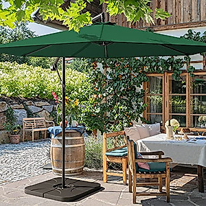 Greesum Offset Umbrella 10FT Cantilever Patio Hanging Umbrella Outdoor Market Umbrella with Crank and Cross Base (Dark Green)