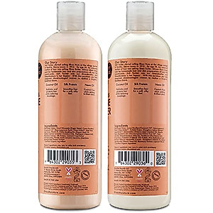 Shea Moisture Shampoo and Conditioner Set, Coconut & Hibiscus Curl & Shine, Curly Hair Products with Coconut Oil, Vitamin E & Neem Oil, Frizz Control, Family Size, 16 Fl Oz Ea
