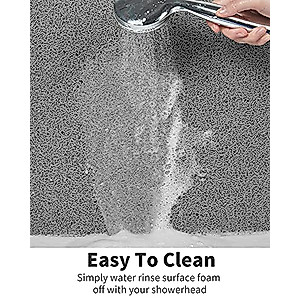 Non Slip Shower Mat, Comfortable Bath mat for Textured Surface,Quick Drying Easy Cleaning Shower Floor Mat for Wet Area,Without Suction Cups Grey 24 x 24