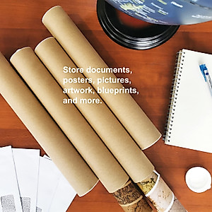 CAPTAIN Mailing Tube, 2 Pack, 13.5x2 Inch, Brown Kraft Cardboard, For Documents, Art, Posters